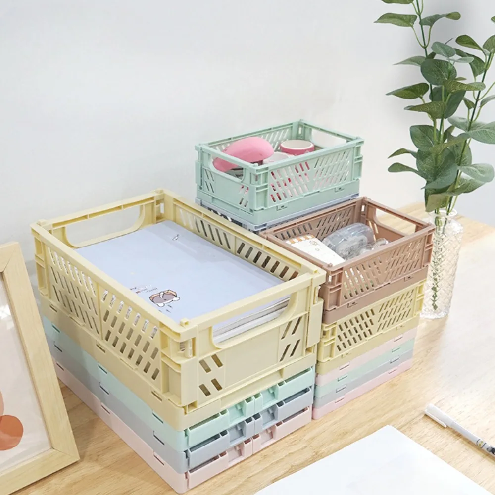 Plastic-Foldable-Storage-Crate-Folding-Box-Basket-Stackable-Cute-Makeup ...