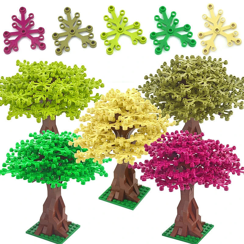 Tree Green Bush DIY Building Blocks Flower Grass Plants Garden Bridge ...