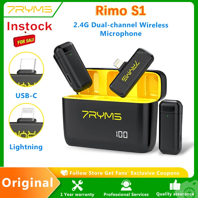 7RYMS-Rimo-S1-Wireless-Lavalier-Microphone-System-Audio-Video-Voice-Recording-Mic-MFi-Licensed ...