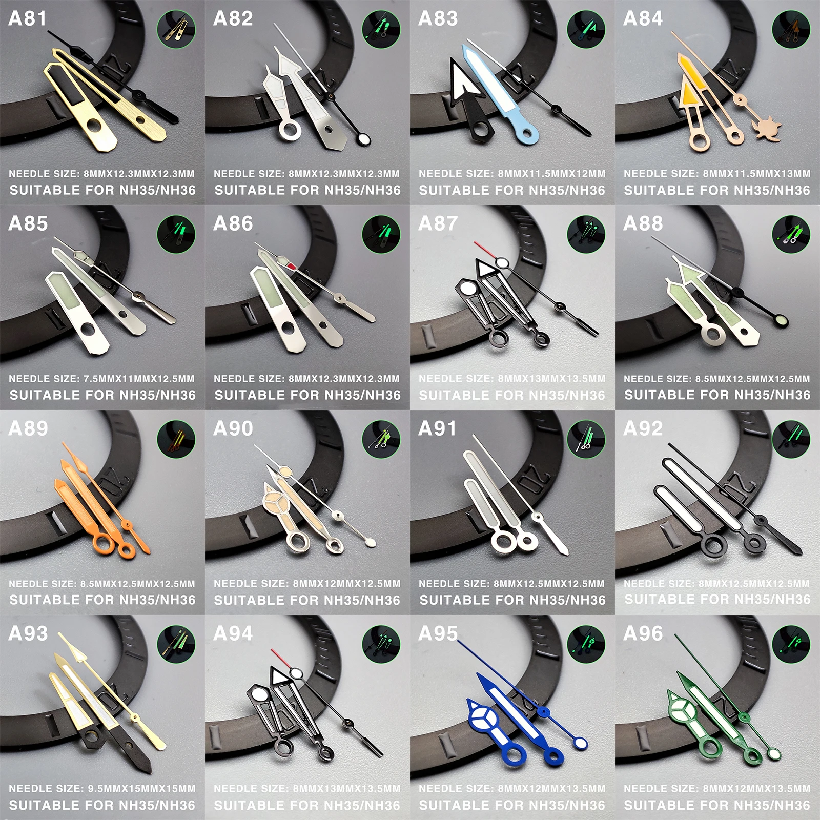 Modified Accessories NH35 Hands Luminous /Seahorse/ Watch Hands Fit The ...