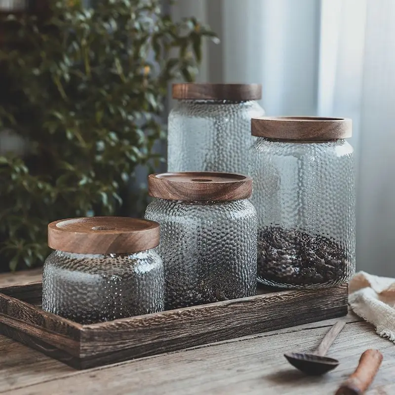 Transparent-Glass-Storage-Tank-Hammer-Pattern-High-Borosilicate-Food ...