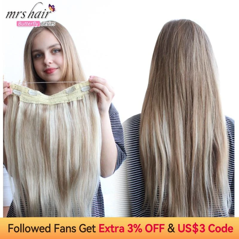 Real Human Hair Extensions Invisible Wire | Original Human Hair ...