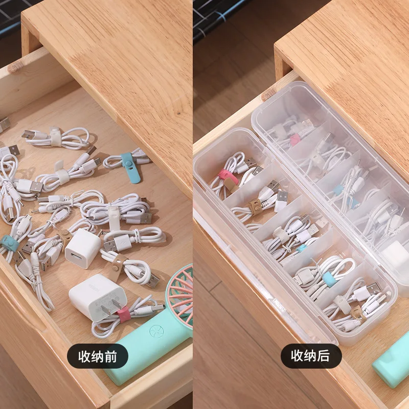 Transparent--See-Through Charge Cable Organizer Box Data Cable ...
