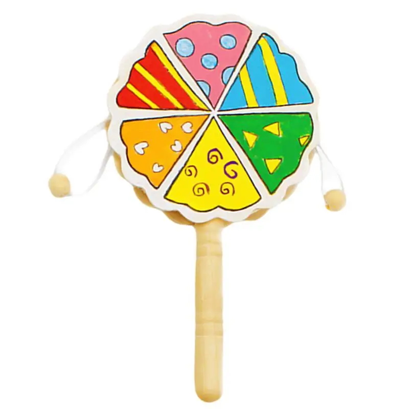Kid-Rattle-Toys-Wooden-Flower-Shaped-DIY-Rattle-Drum-Boys-Girls ...