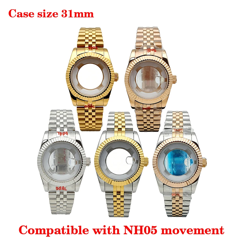 31mm NH05 NH06 Case Groove Curved Silver Gold Rose Gold Silver Jubilee ...