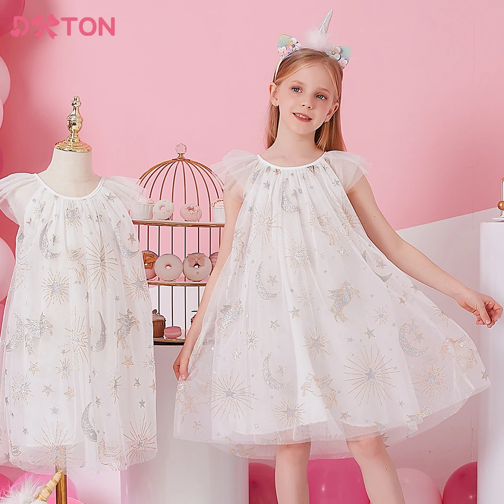 DXTON Girls Tulle Princess Dresses Children Mesh Puffy Birthday Party ...