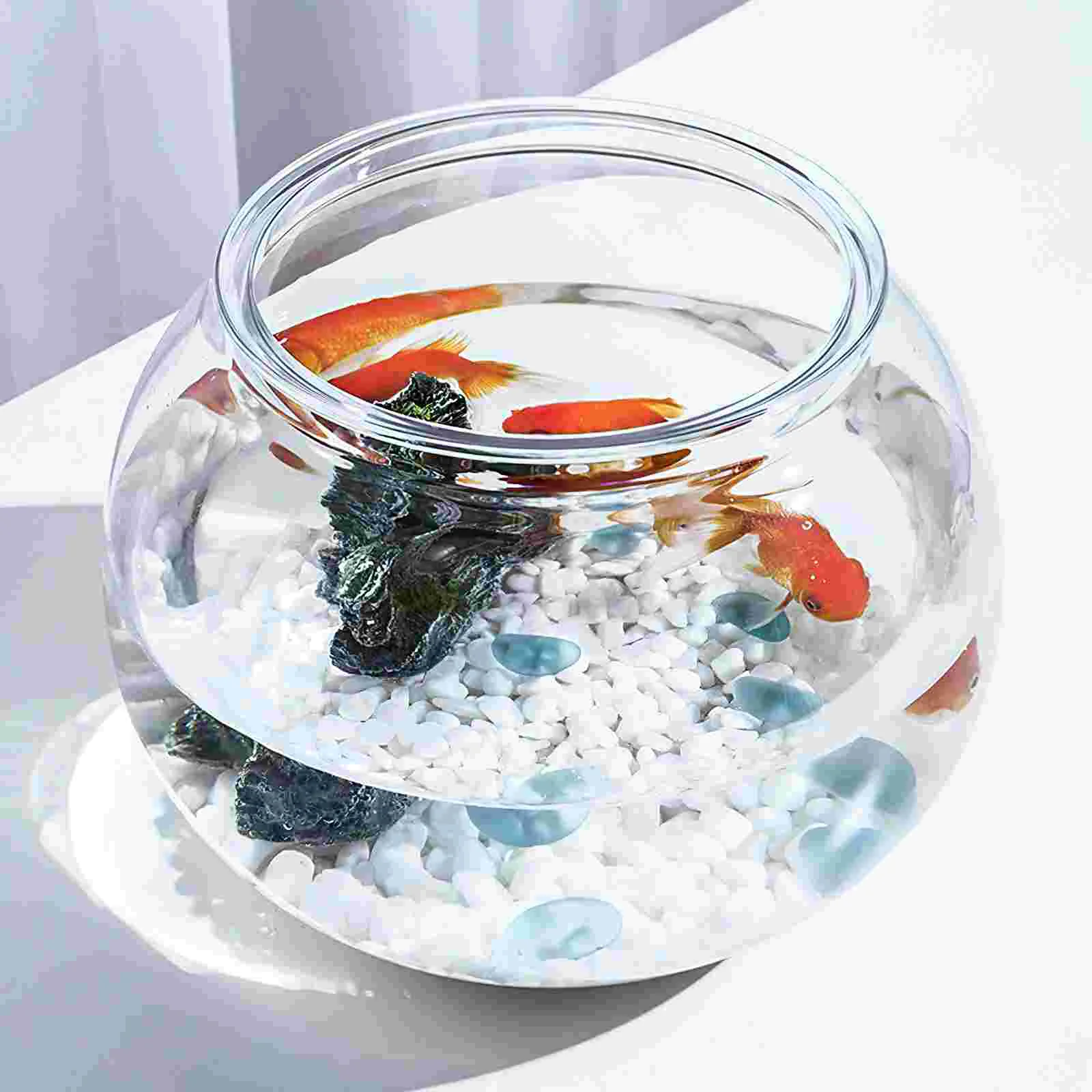 Goldfish-Tank-Desktop-Transparent-Landscape-Small-Fish-Tank-Drum-Round ...