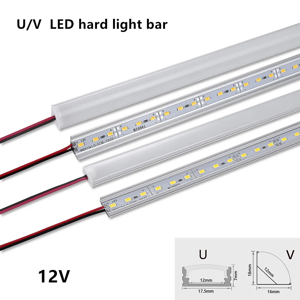1-20-PCS-LED-rigid-strip-DC12V-50CM-20-inch-SMD5730-36LEDs-U-V-shaped ...