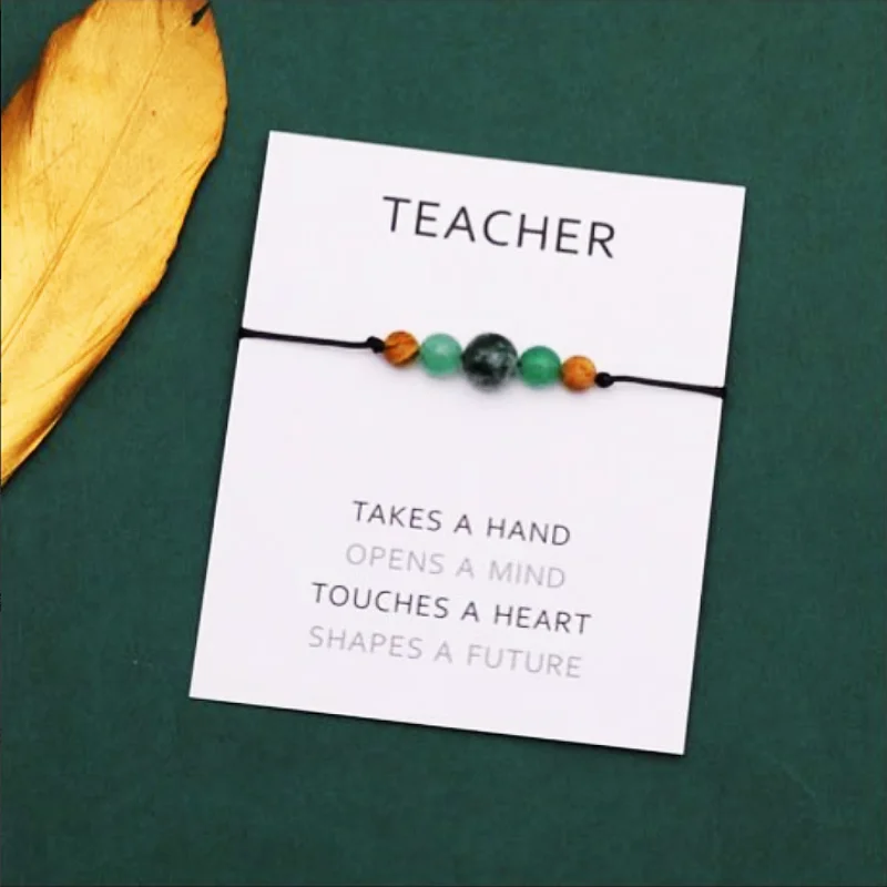 Fashion-Colored-Beads-TEACHER-Blessing-Card-Bracelet-Natural-Crystal ...