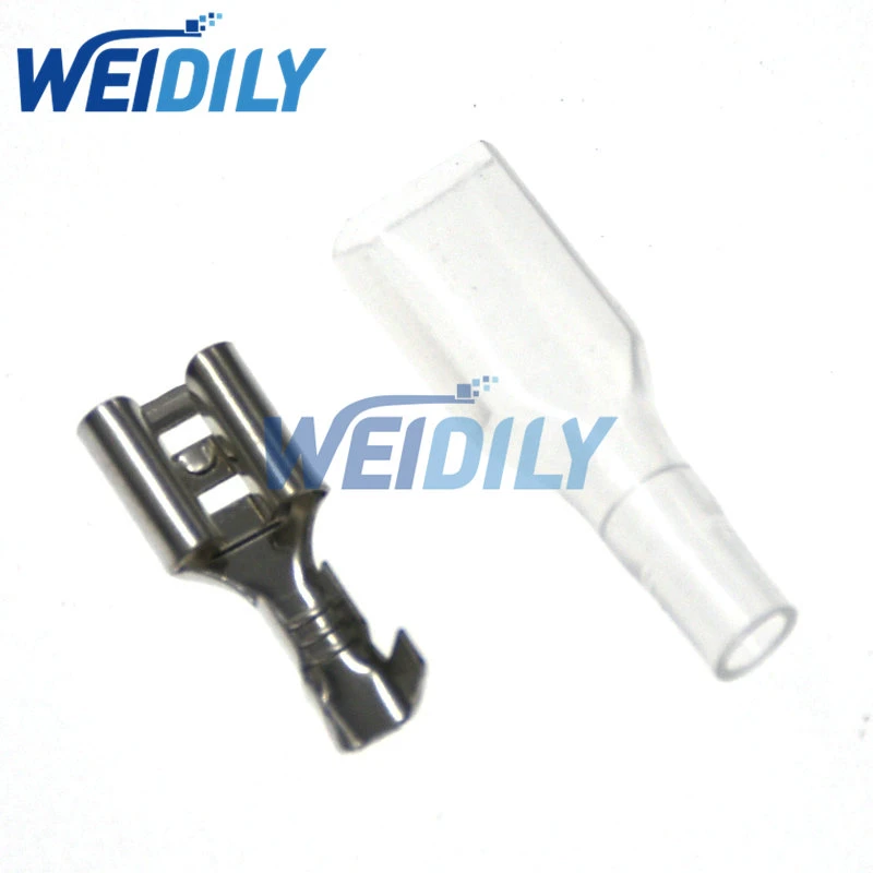 100PCS 50Set 6.3mm Crimp Terminal Splice Female Spade Connector Splice ...
