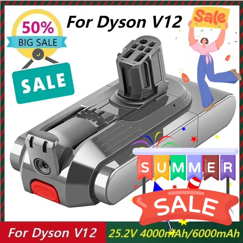 For Dyson V12 25.2V 4000/6000mAh Replacement Battery Vacuum Cleaner ...