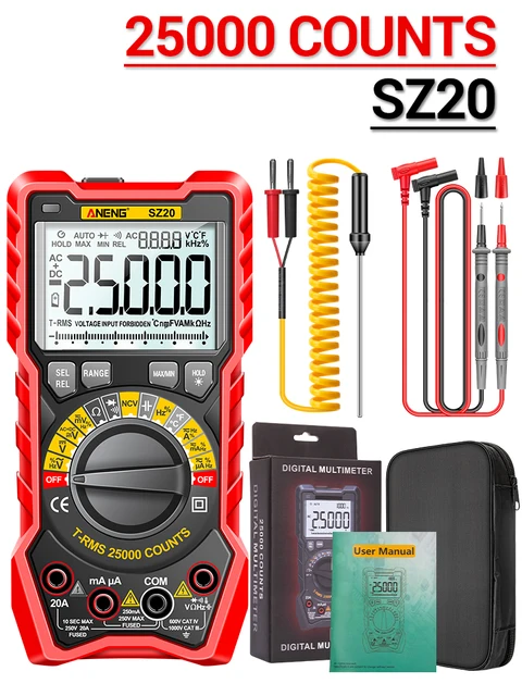 ANENG SZ20 25000 Counts Professional Digital Multimeter Electric AC/DC ...