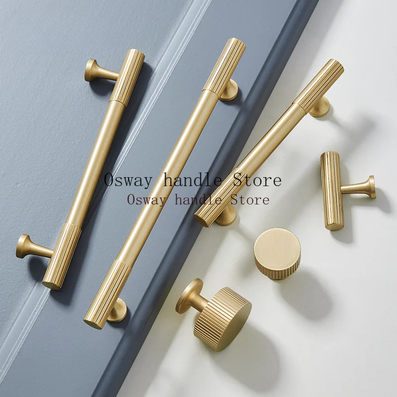 Antique-Bronze-Brass-Cabinet-Handle-and-Knob-Linear-Knurled-Solid-Brass ...