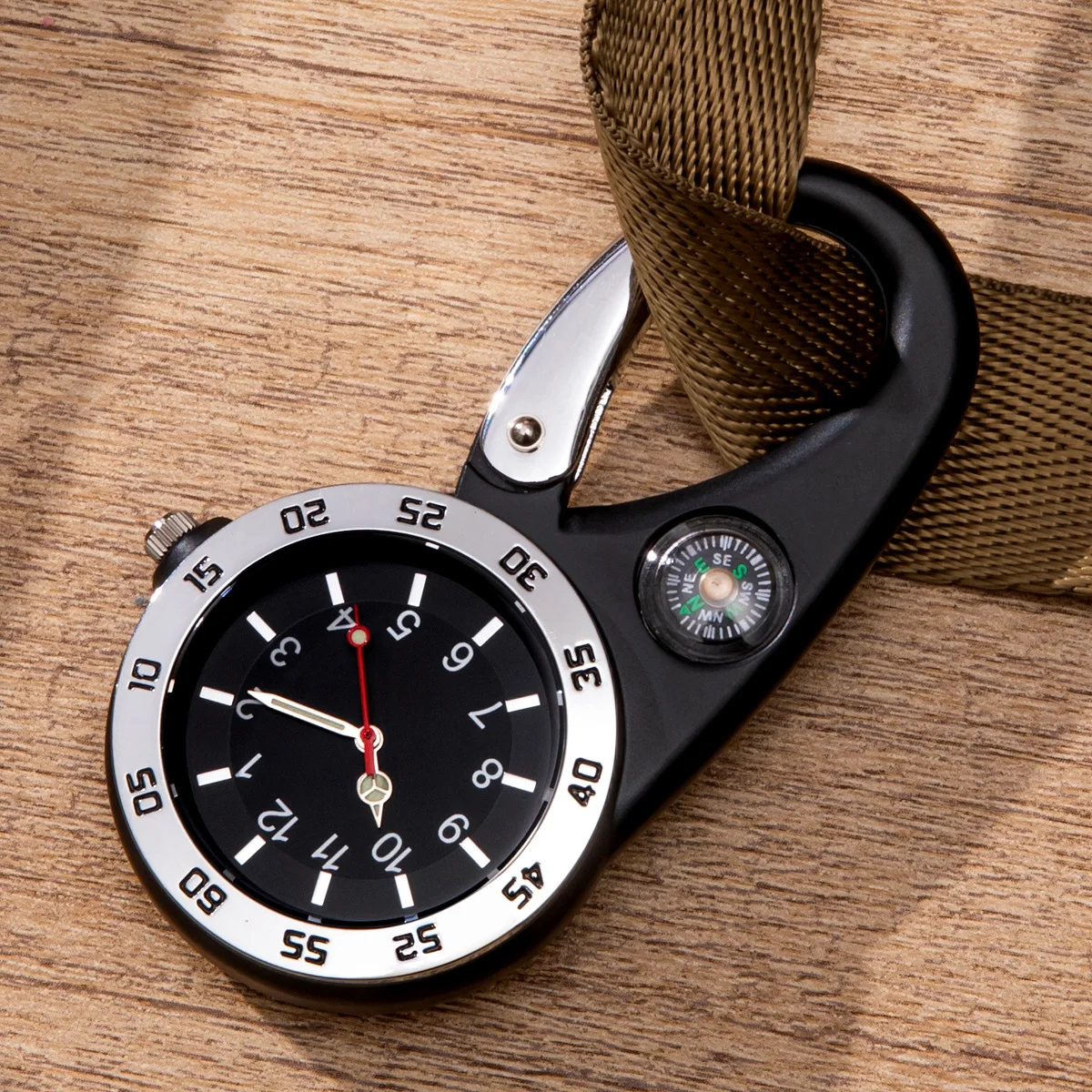 Climbing Watch Clip-On Backpack Carabiner Pocket Clock Men Stainless ...