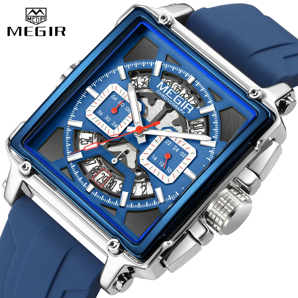MEGIR-Top-Brand-New-Men-s-Wristwatch-Silicone-Strap-Luxury-Square-Sport ...