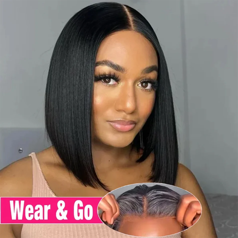 Wear And Go Straight Bob Cheap Wig Lace Frontal Human Hair Wigs 100% ...