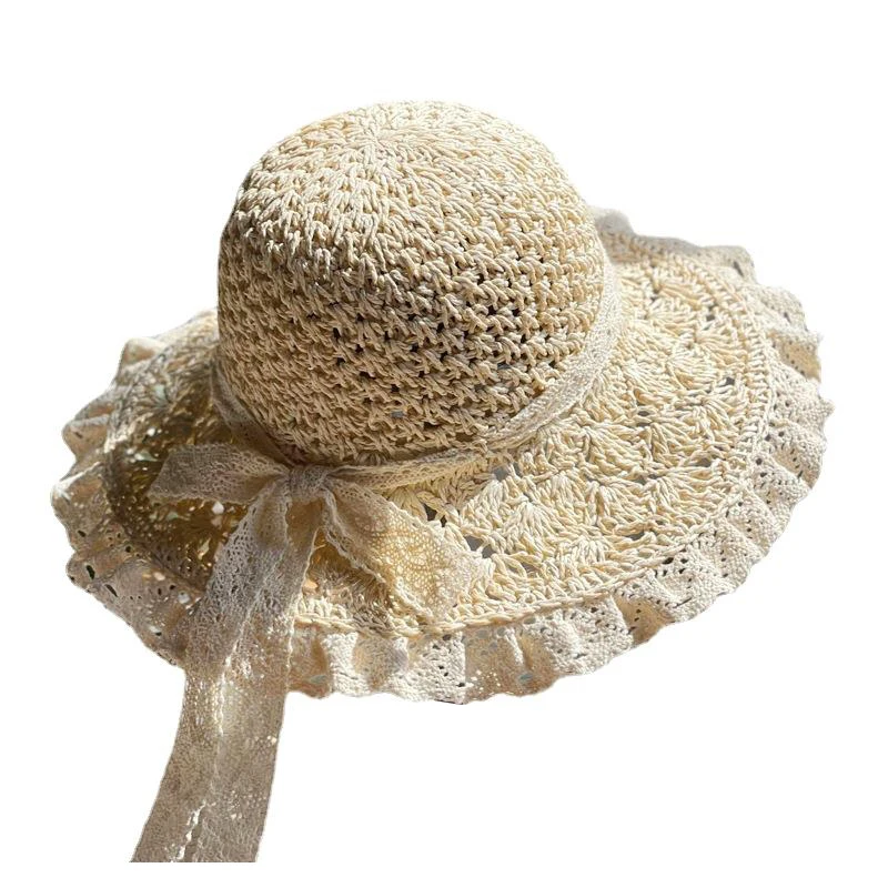 RH-Female-Lace-Edge-Foldable-Crochet-Straw-Hat-Summer-Holiday-Hollow ...