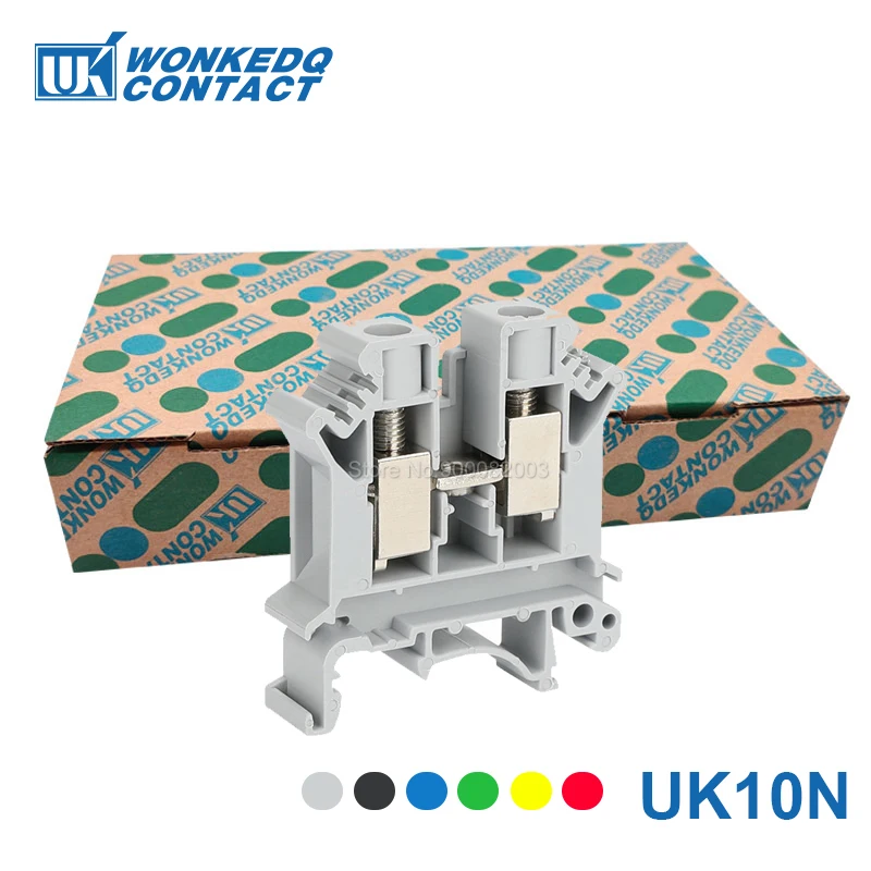 UK10N-UK-10-Feed-through-Screw-Terminal-Block-10mm-Connector-Mount-NS35 ...