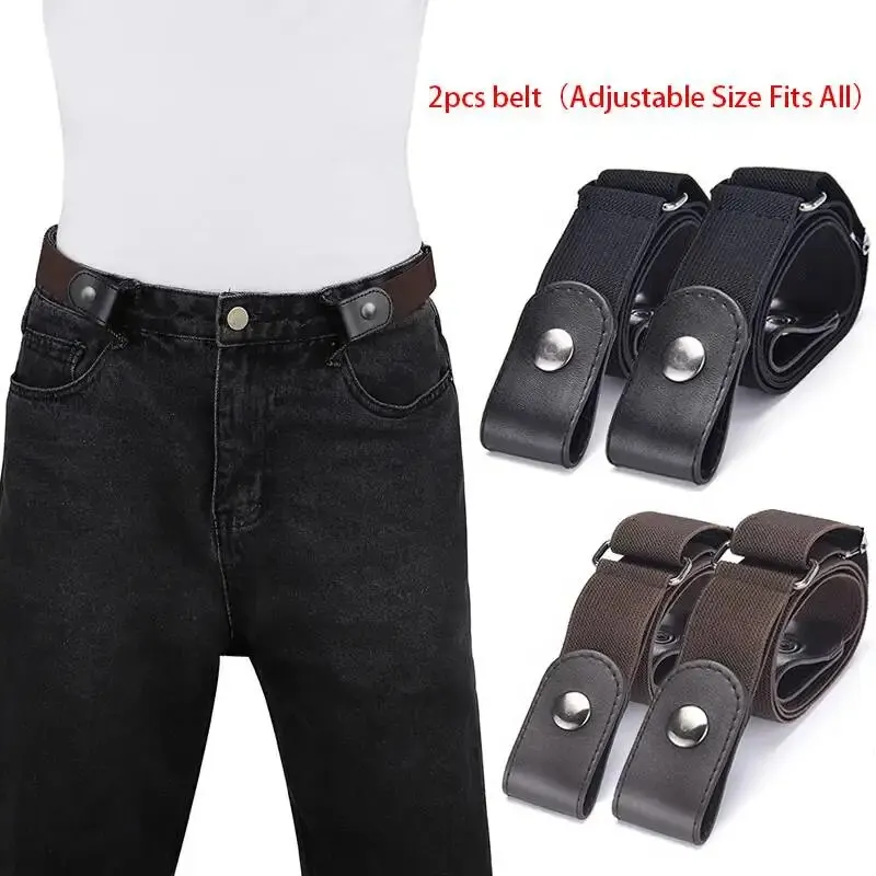 2pcs-Adjustable-Stretch-Elastic-Waist-Band-Invisible-Belt-Buckle-Free ...