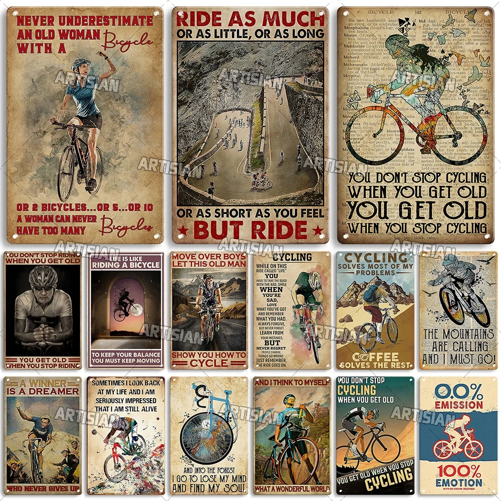 Artisian Cycling Tin Sign Bicycle Decorative Plaque Bike Sport Metal ...