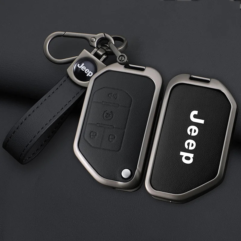 Zinc-Alloy-Leather-Car-Key-Cover-Flip-Case-Prote-o-para-Jeep-Wrangler ...