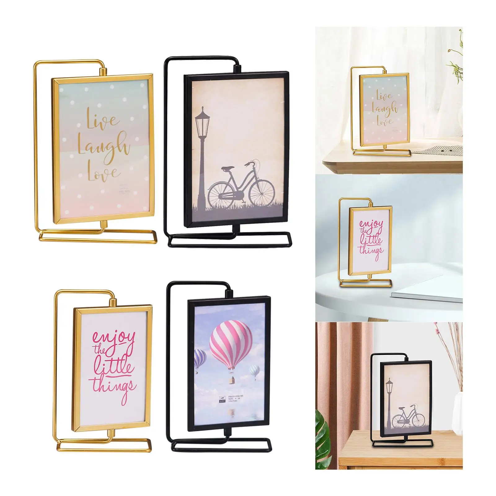 Picture-Frame-Cards-Display-Holder-with-Glass-Front-Ornament-Rotating ...