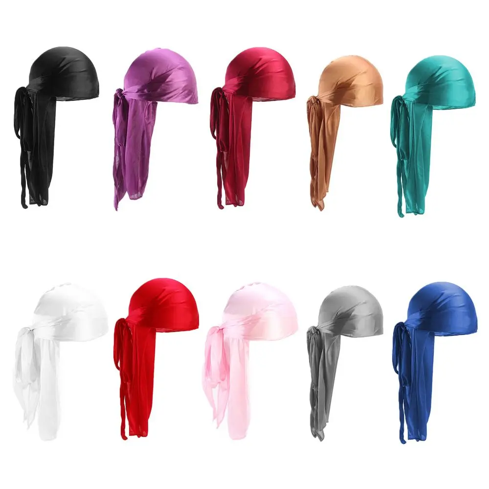 Men Women Bandana Silk Durag Turban Hijab Pirate Hat Cancer Head Scarf ...