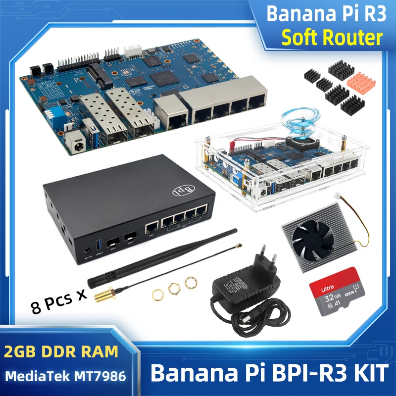 Banana-Pi-Kit-R3-MediaTek-MT7986-2GB-de-RAM-8G-Rede-EMMC-SFP-2-5Gbps ...