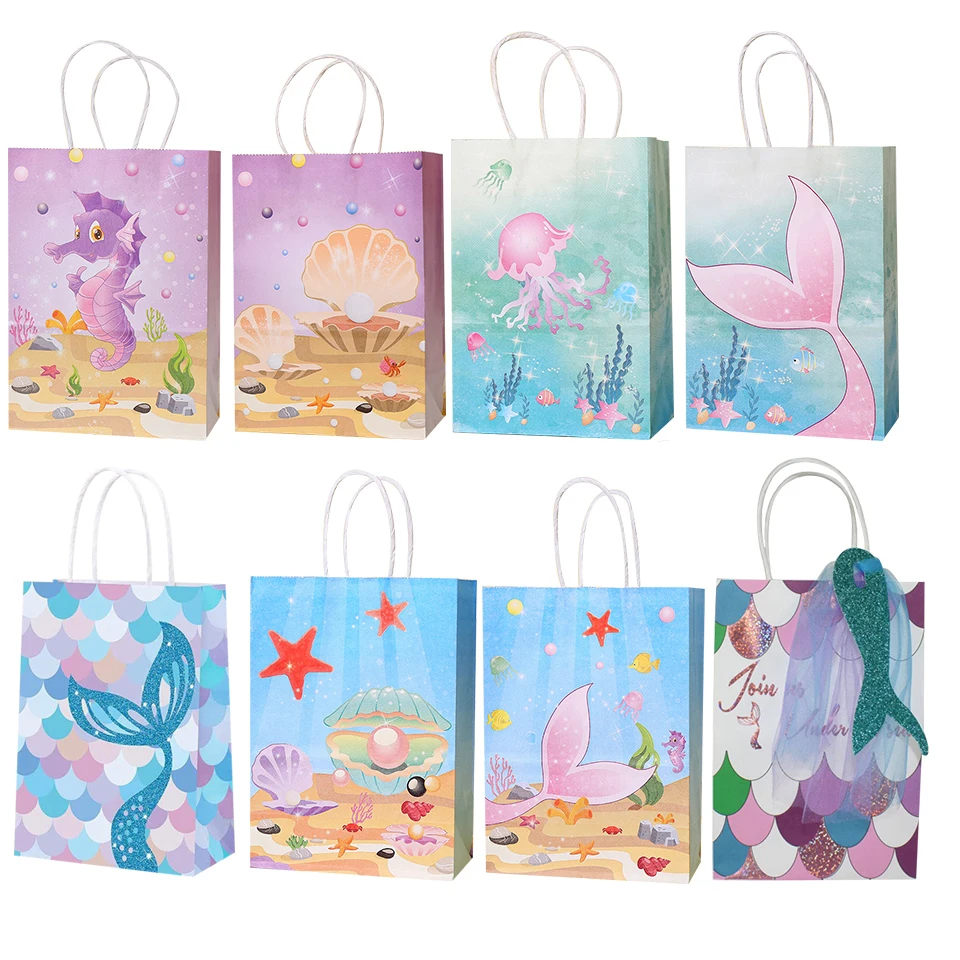 3PCS-Carton-Mermaid-Shell-Jellyfish-Gift-Bags-Paper-Candy-Biscuit ...