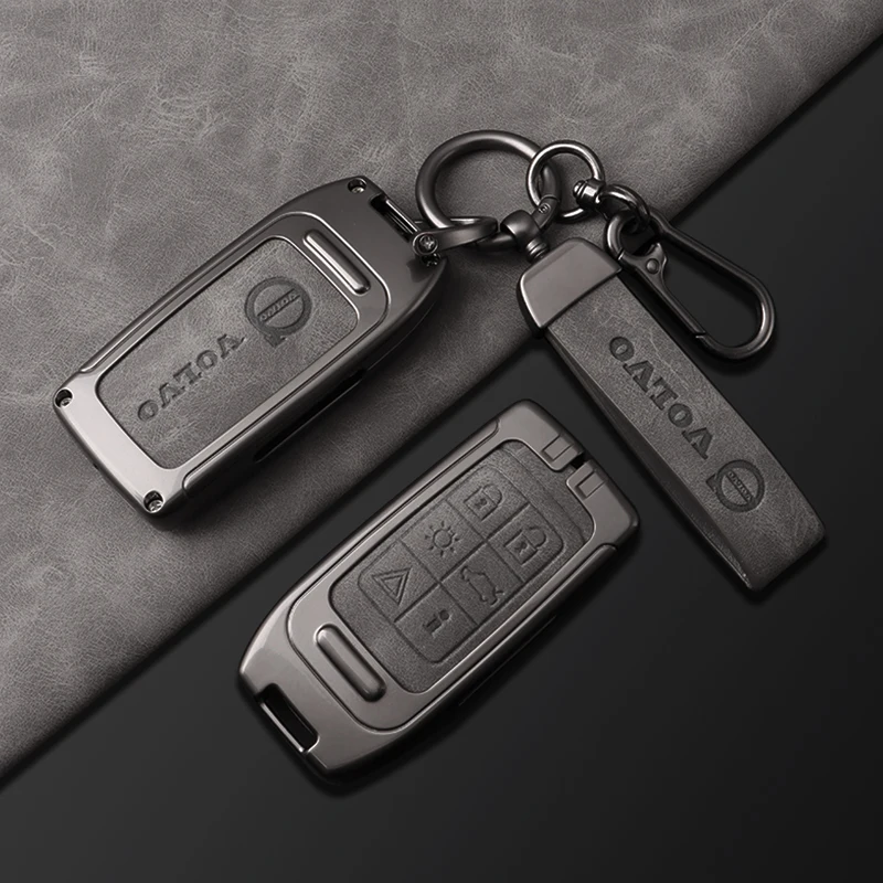 Zine Alloy Leather Car Key Case Cover Shell Holder For Volvo S60 S80 ...