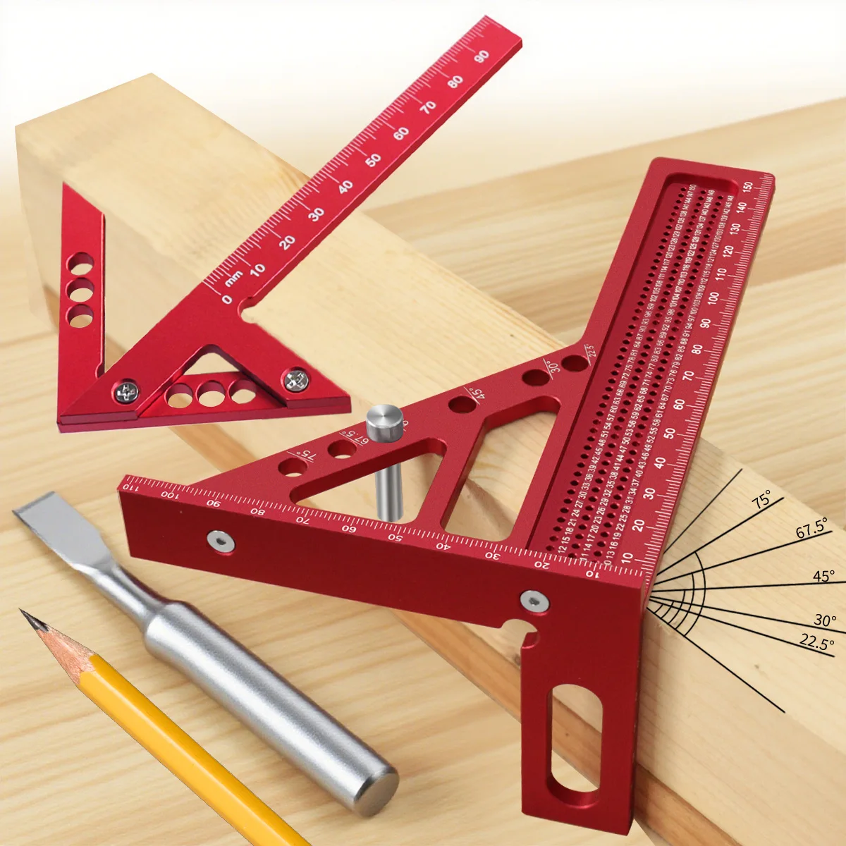 Lengthened Multi Angle 3D Square Protractor&Center Scribe Precision ...