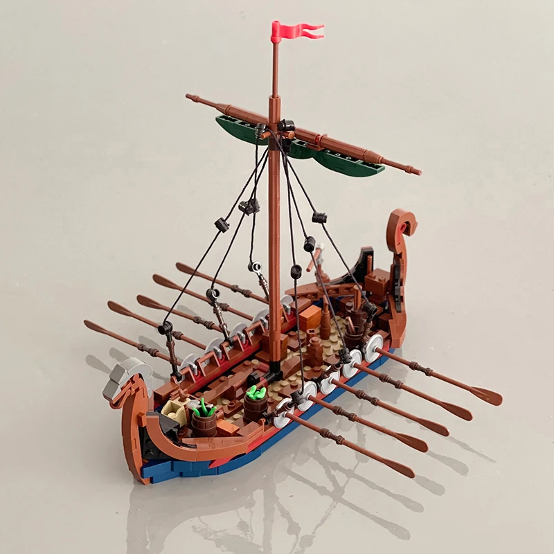 Moc Medieval Military Viking Ship Model Building Blocks Sodiers Figures ...