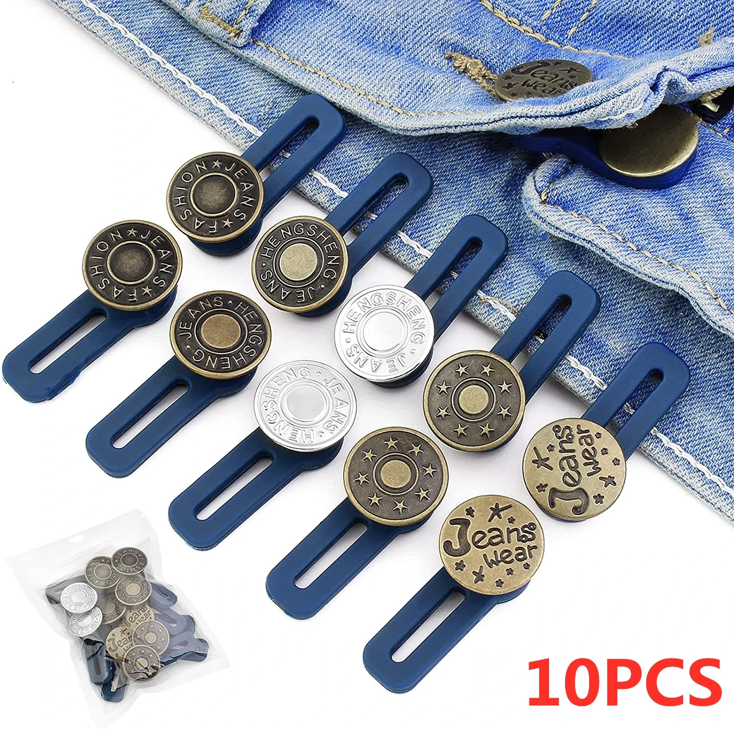 1/5/10pcs Metal Button Extender For Pants Jeans Free Sewing Adjustable ...