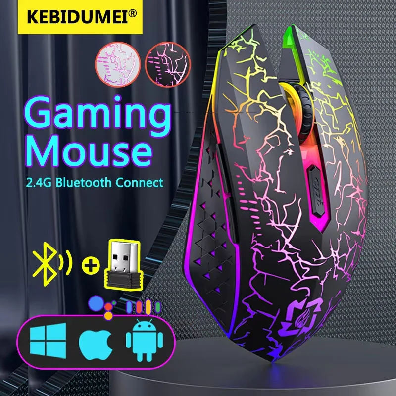 Rechargeable-Wireless-Mouse-Gaming-2-4GHz-USB-Bluetooth-Mouse-Ergonomic ...