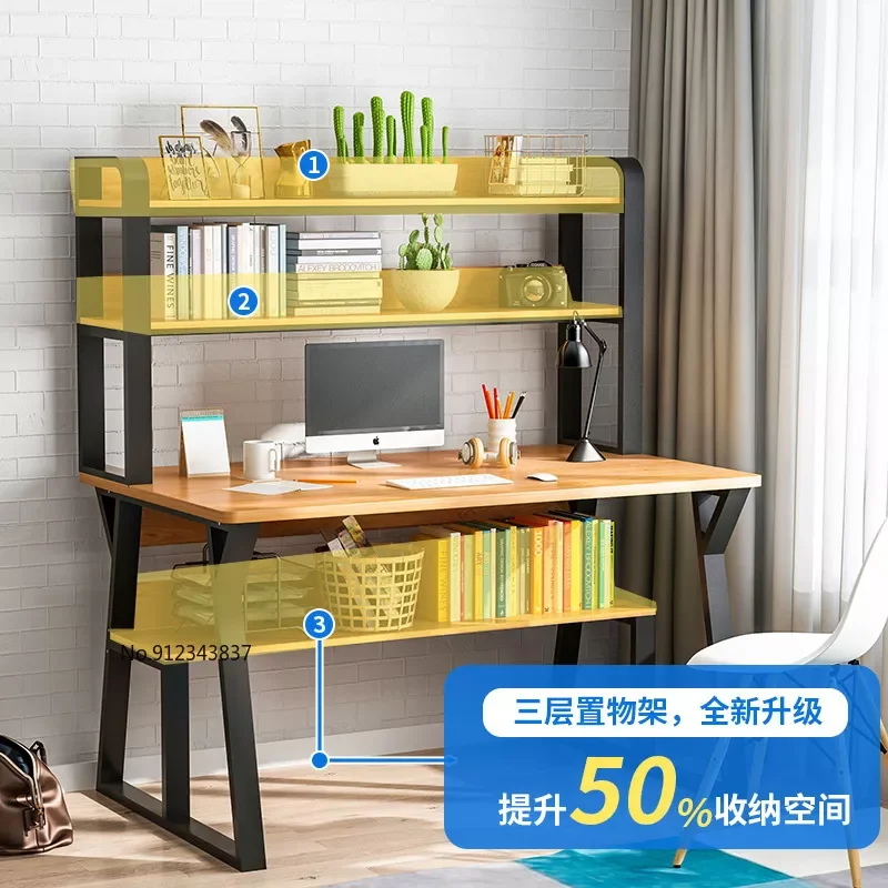 100cm Wooden Steel Computer Desk Laptop Table With Bookshelf Single ...