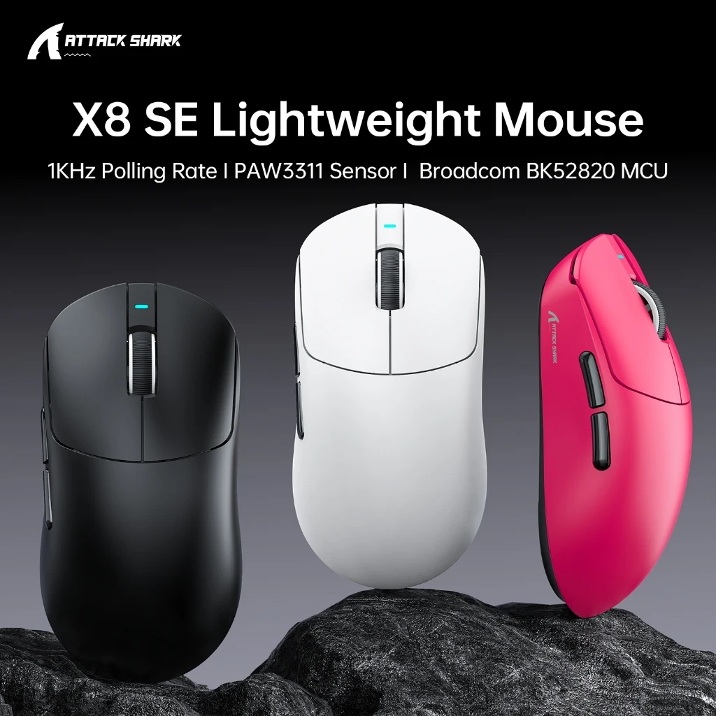 Attack Shark X8 SE Wireless Gaming Mouse | 55g Ultra-Light | 1KHz Wired ...