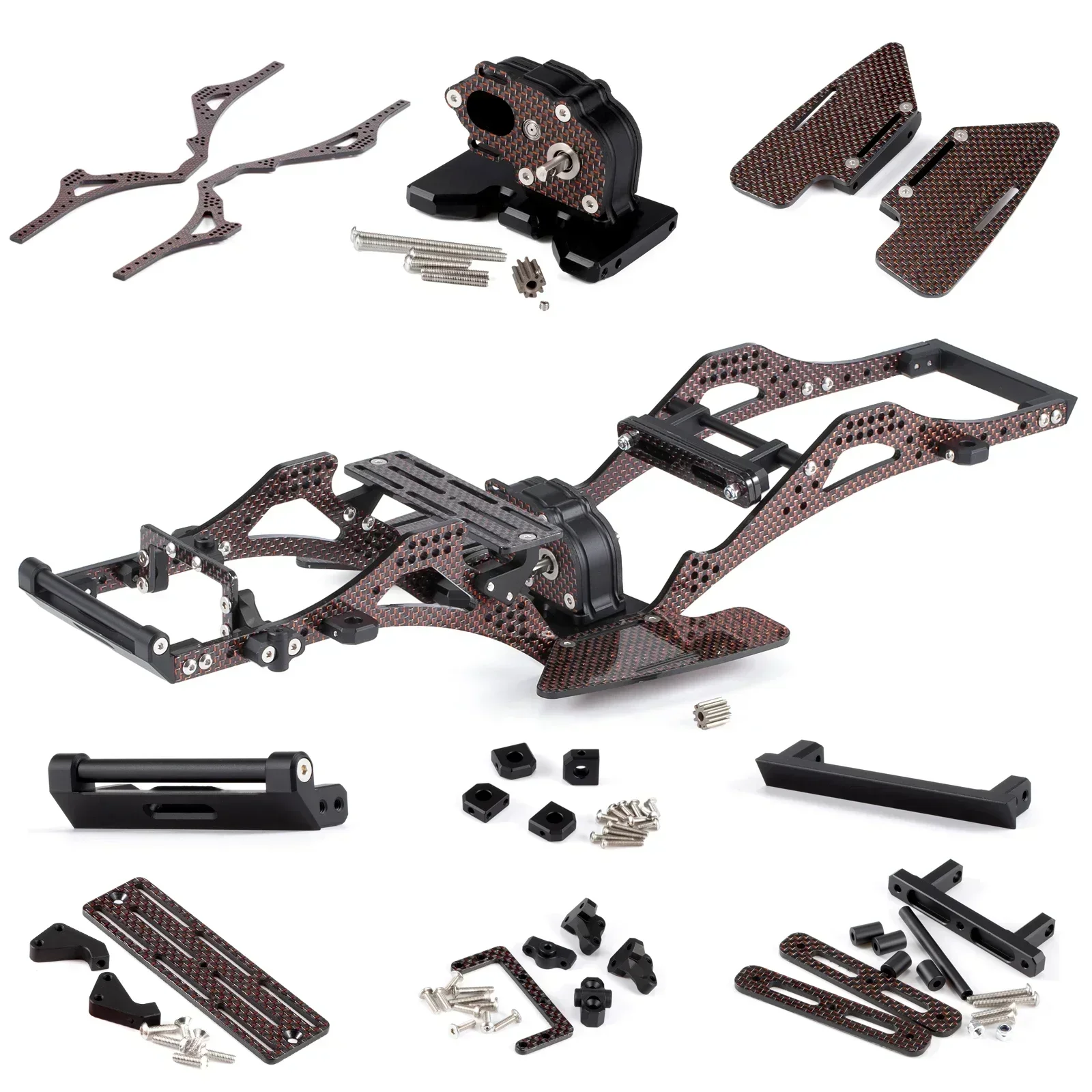 1-10-LCG-Chassis-Kit-9-in-1-Gloss-Carbon-Fiber-LCG-Frame-with-Gearbox ...