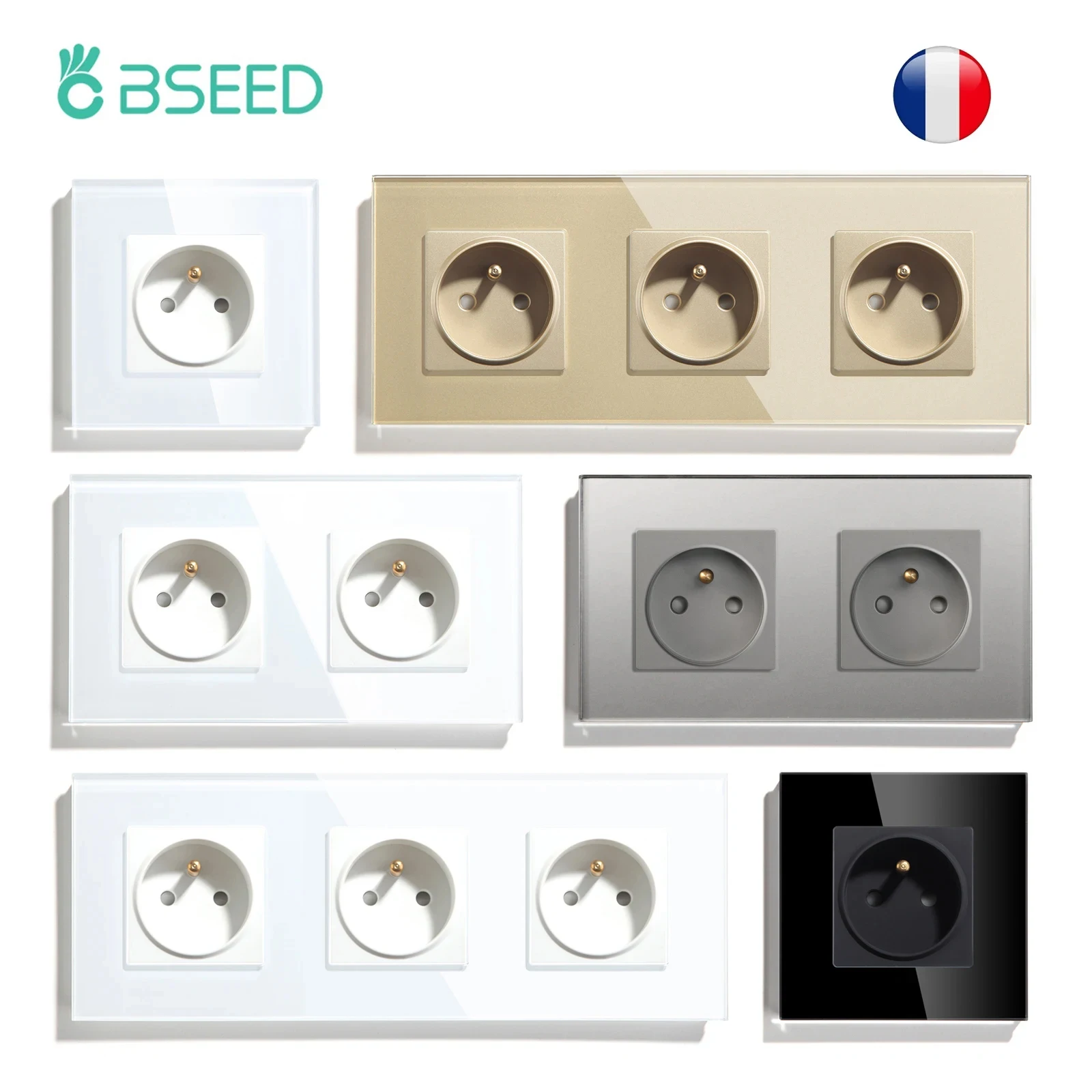 BSEED-French-Sockets-Wall-Power-Outlets-Electric-Socket-Plugs-Glass ...