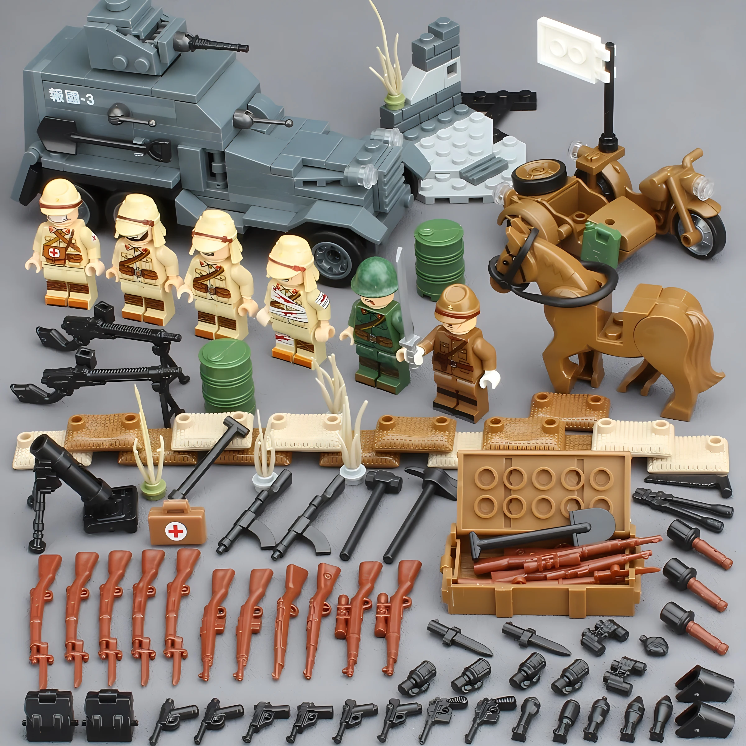 WWII Army Japanese Soldier Heavy Armored Vehicle Tank Truck Building ...
