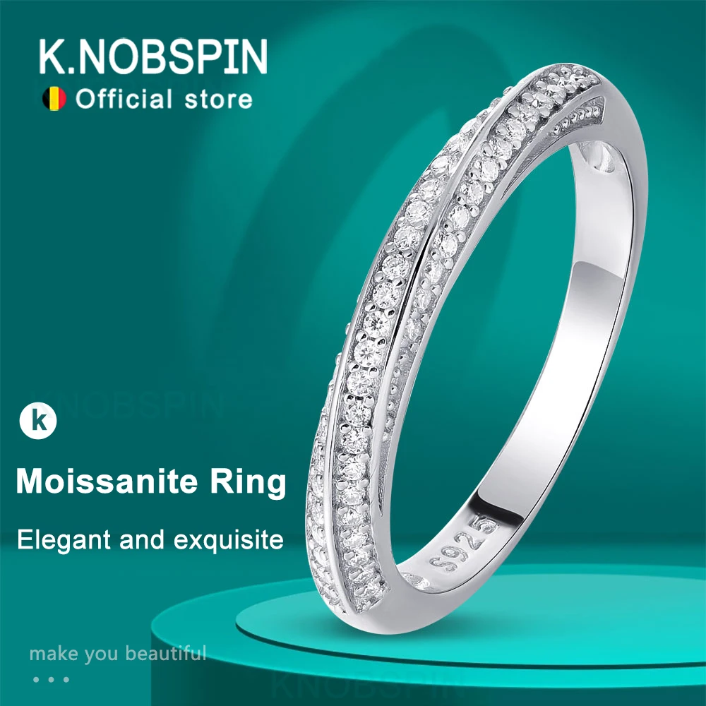 KNOBSPIN D VVS Original Moissanite Rings for Women Men 1mm Lab Diamond Wedding Eternity Band ...