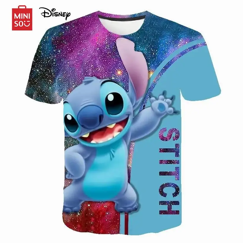 MINISO-Disney-Stitch-T-Shirts-Cartoon-Anime-3D-Print-Streetwear-Men ...