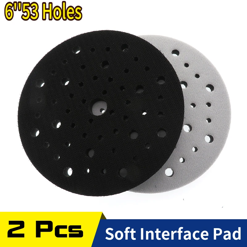 2PCS-6-Inch-150mm-53-Hole-Soft-Interface-Pad-Hook-and-Loop-Sanding-Disc ...