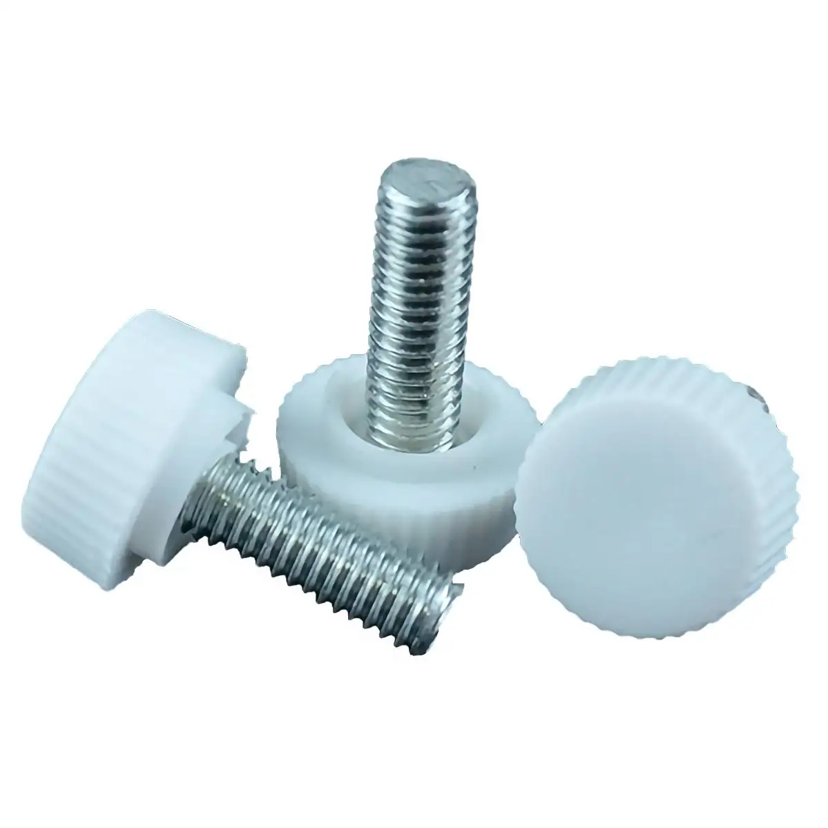 M4 M5 M6 White Round Head Handle Hand Screw Round Knurled Rubber Thumb ...