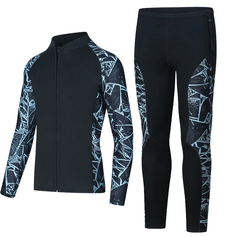 3mm-Men-s-Neoprene-Split-Diving-Suit-Long-Sleeve-Tops-Pants-Front-Zip ...