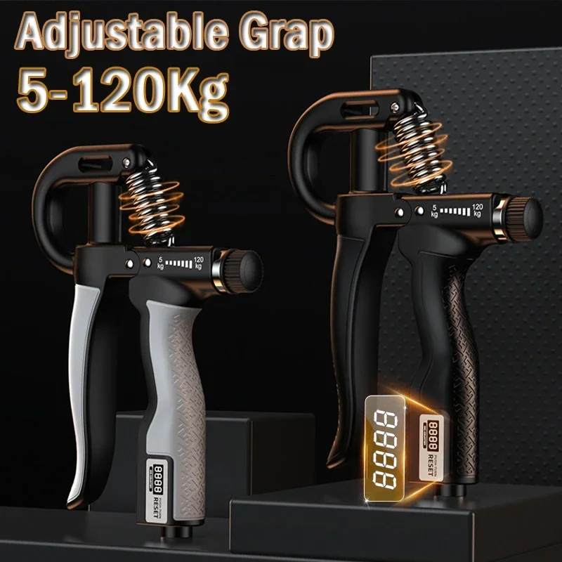5-120kg Adjustable Heavy Hand Grip Strengthener Finger Expander Arm ...