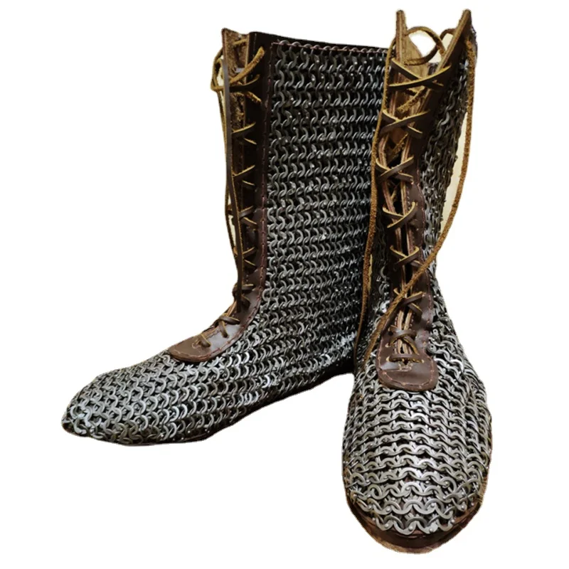 European Medieval Crusader Knight Boots Chainmail Heavy Armor Shoes ...