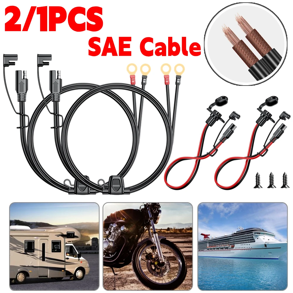 2-1PCS-12-18AWG-SAE-2-Pin-Quick-Disconnect-To-O-Ring-Terminal-Harness ...