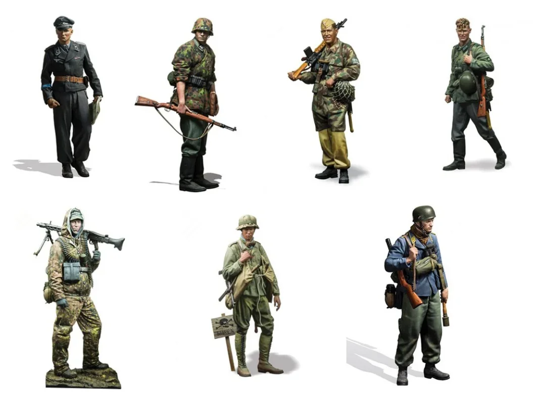 1/72 Scale Resin Figure Model Kit Military Soldier Miniature 7 Figures ...