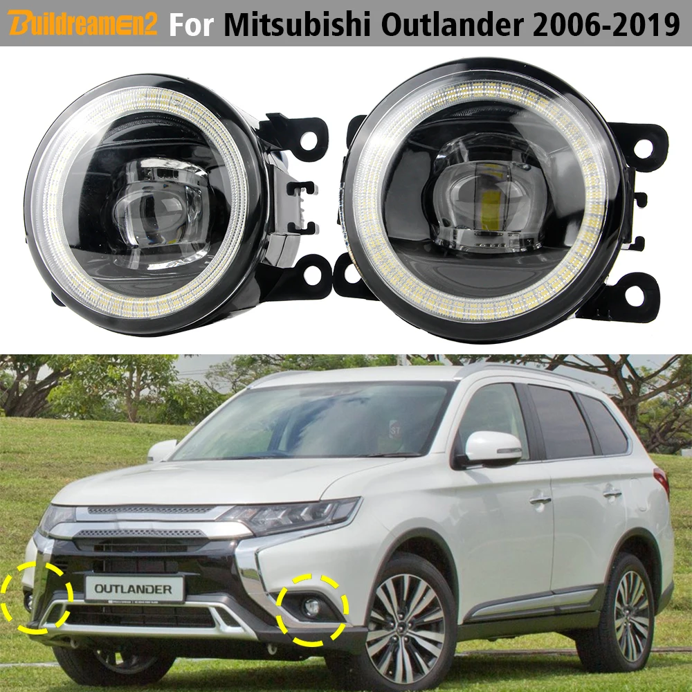 2 Pieces 30W LED Lens Fog Light Angel Eye DRL For Mitsubishi Outlander ...
