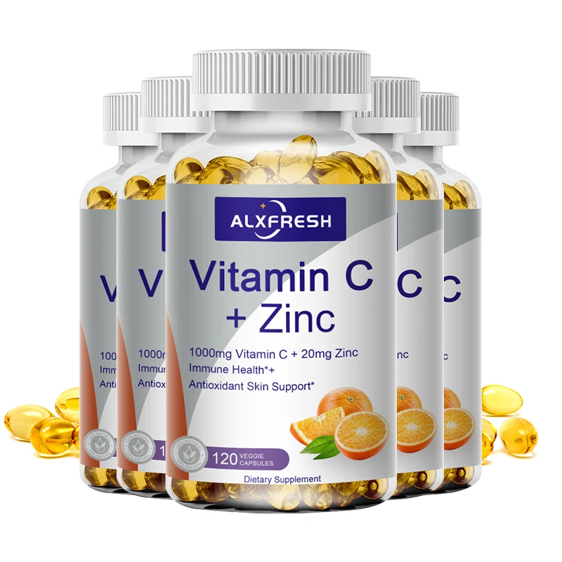 Alxfresh-120PCS-Organic-Vitamin-C-Zinc-Capsules-Supplements-Antioxidant ...